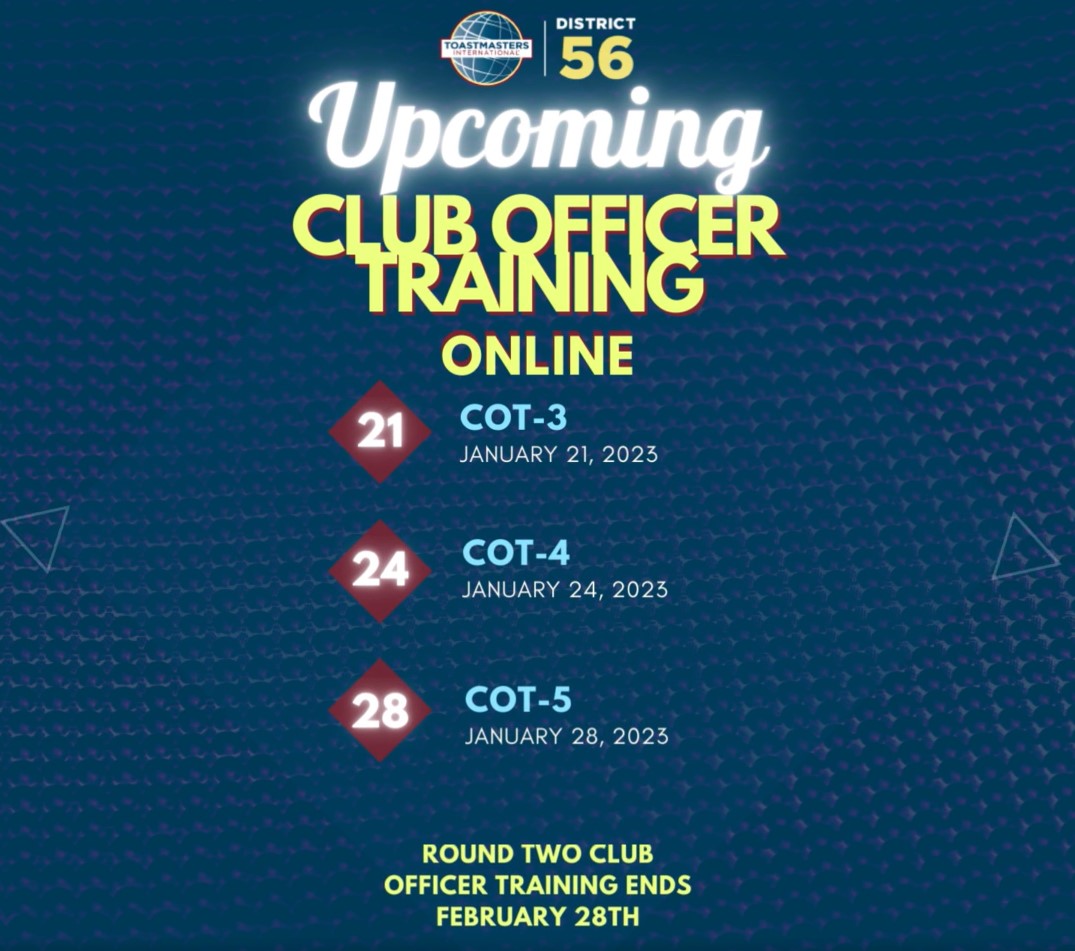Three Club Officer Training Opportunities Left! - Toastmasters Houston ...