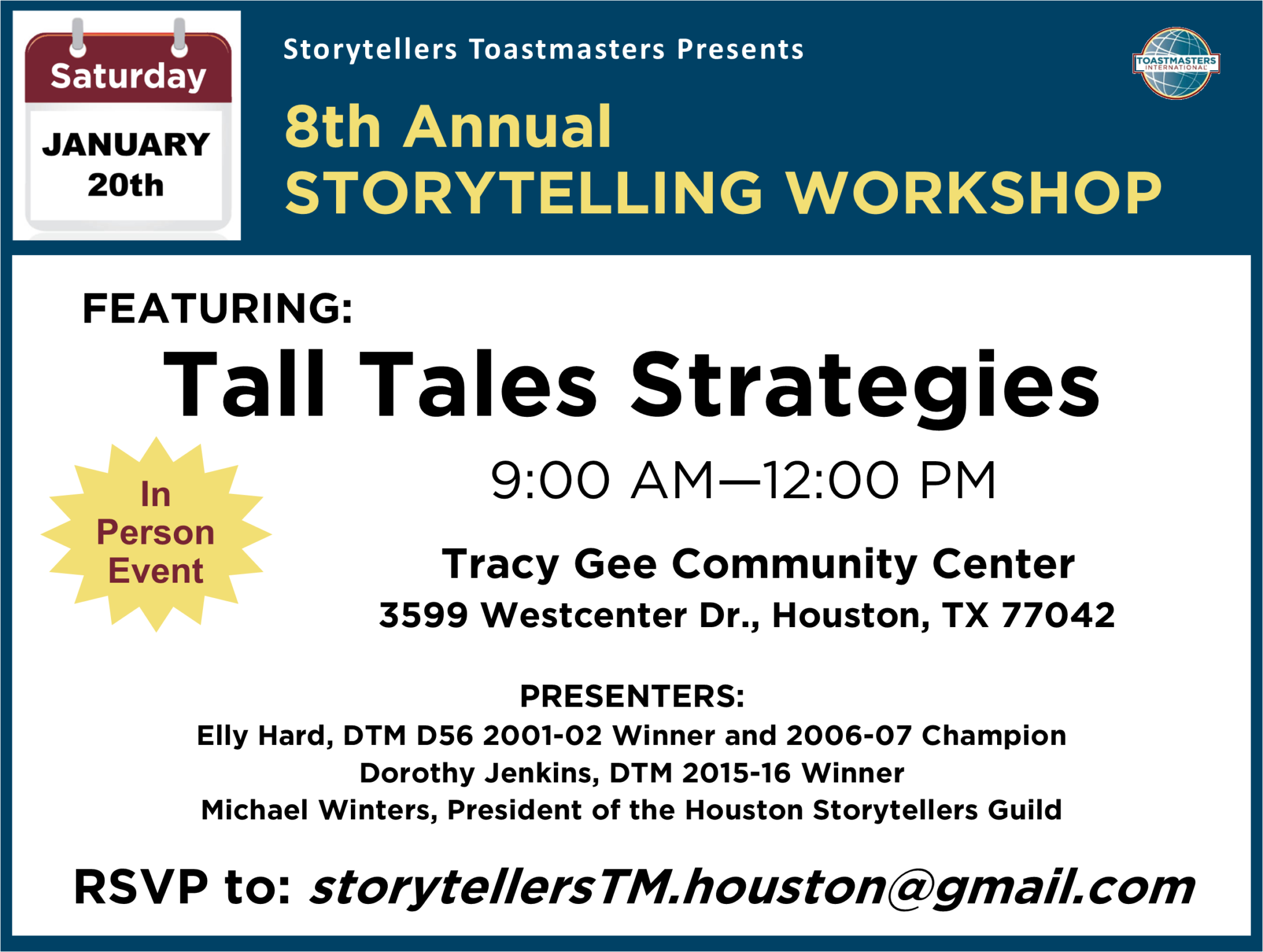 Storytelling Workshop – Tall Tales Strategies - Toastmasters Houston ...